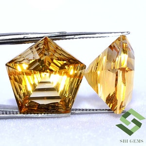 14x14 Mm Natural Citrine Fancy Star Shape Concave Cut Pair 18.08 CTS ...