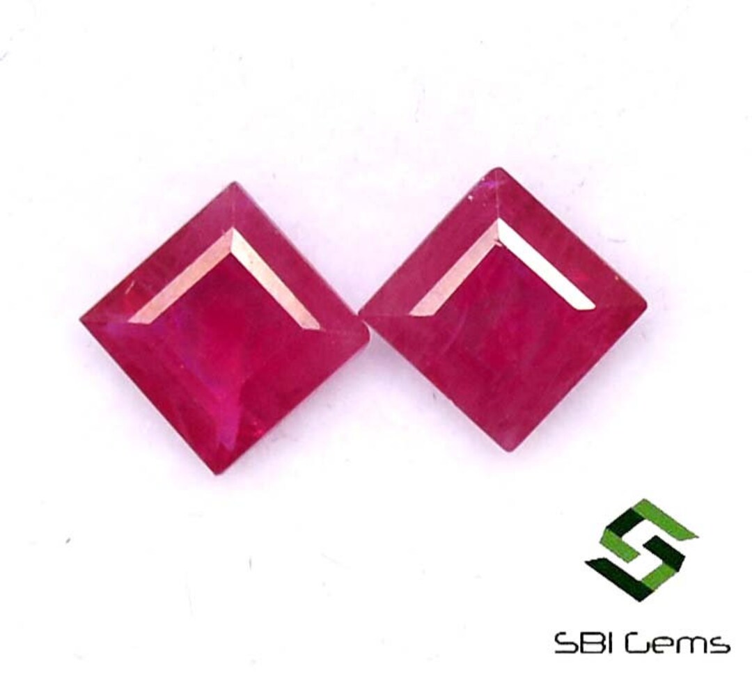4.20 Mm Certified Natural Ruby Square Cut Pair 0.91 Cts Calibrated Best ...