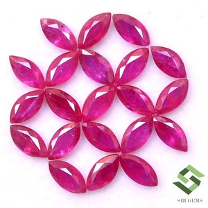 6x3 Mm Natural Ruby Marquise Cut Lot 05 Pcs 1.53 CTS Burma Calibrated ...