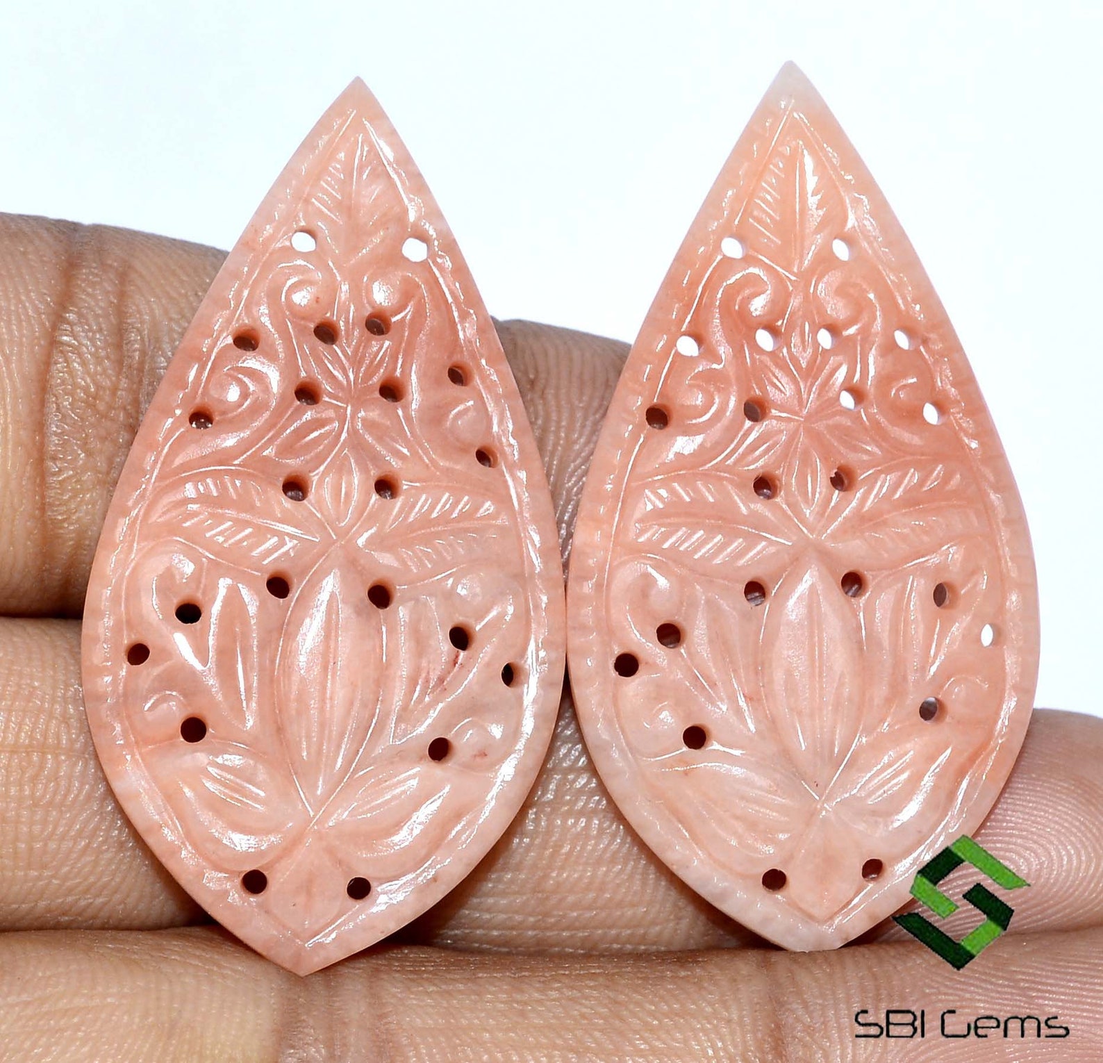 Natural Jade Peach Colour Pair 4 Typs Hand Made Carving Loose | Etsy