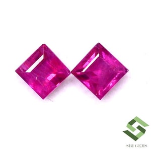3.75 Mm to 4x4 Mm Natural Ruby Square Cut 3 Size Pair Calibrated ...