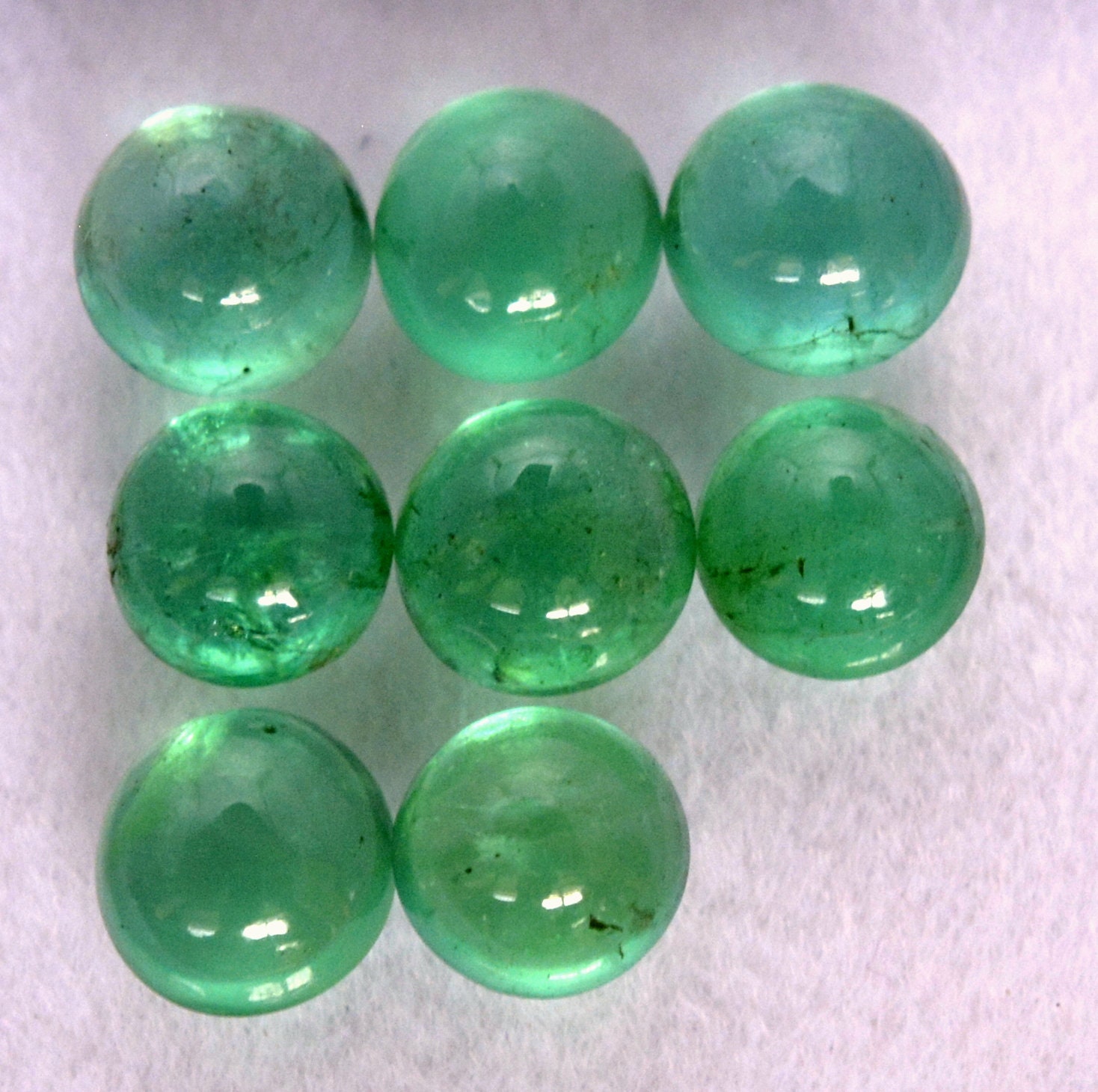 4.50 Mm Natural Emerald Round Cabochon 3.61 Cts Lot 08 Pcs Untreated ...