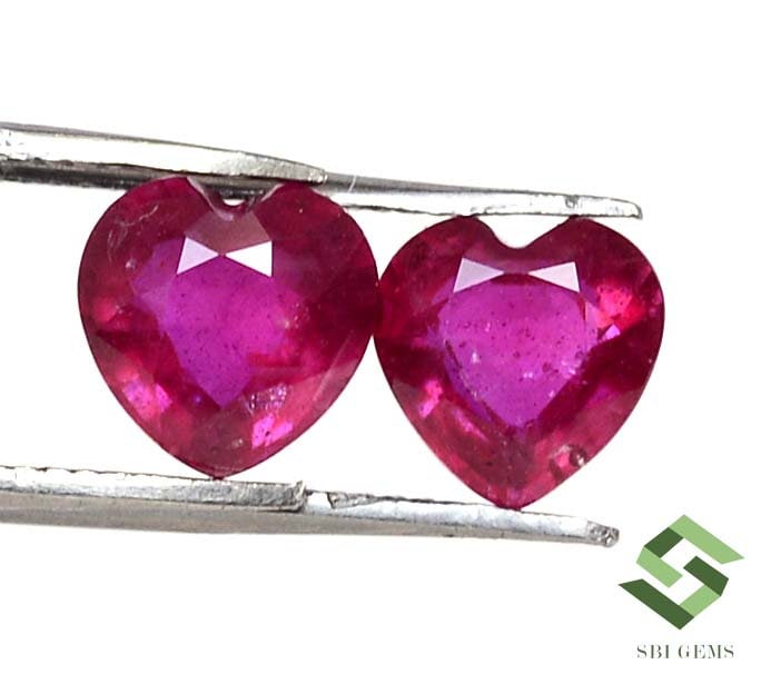 6x6 Mm Natural Ruby Heart Shape Cut 3 Quality Pairs Faceted - Etsy UK