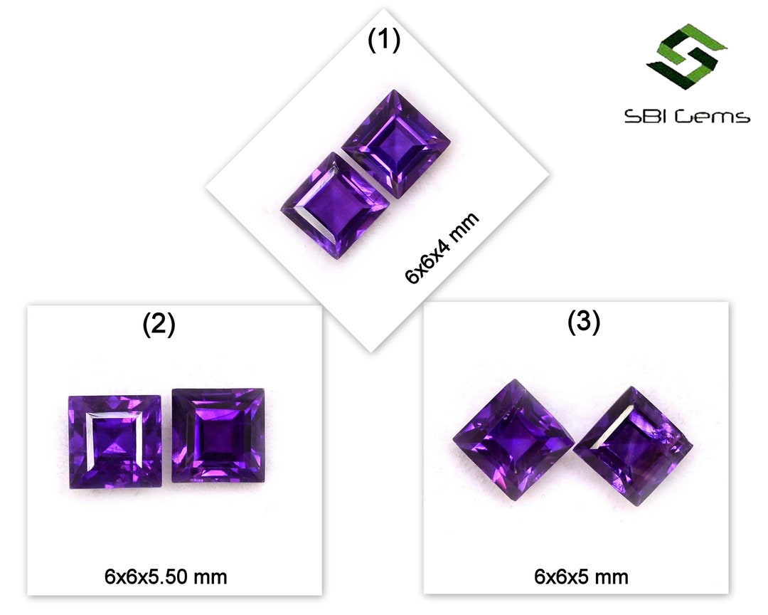 6x6 Mm Natural Amethyst Square Cut 3 Quality Pairs Calibrated - Etsy