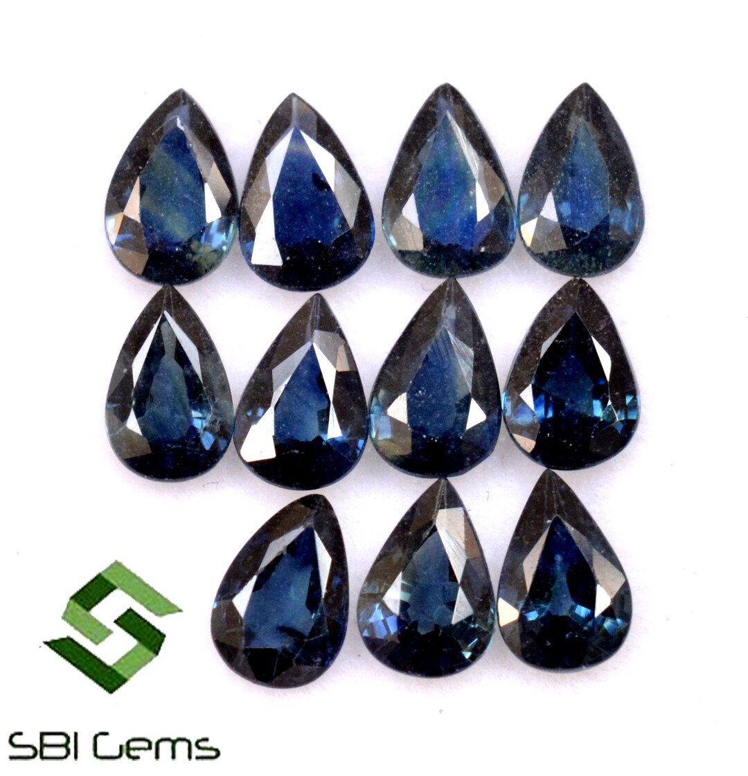 6x4 Mm Natural Blue Sapphire Pear Cut Lot: 11 Piece Calibrated Loose ...