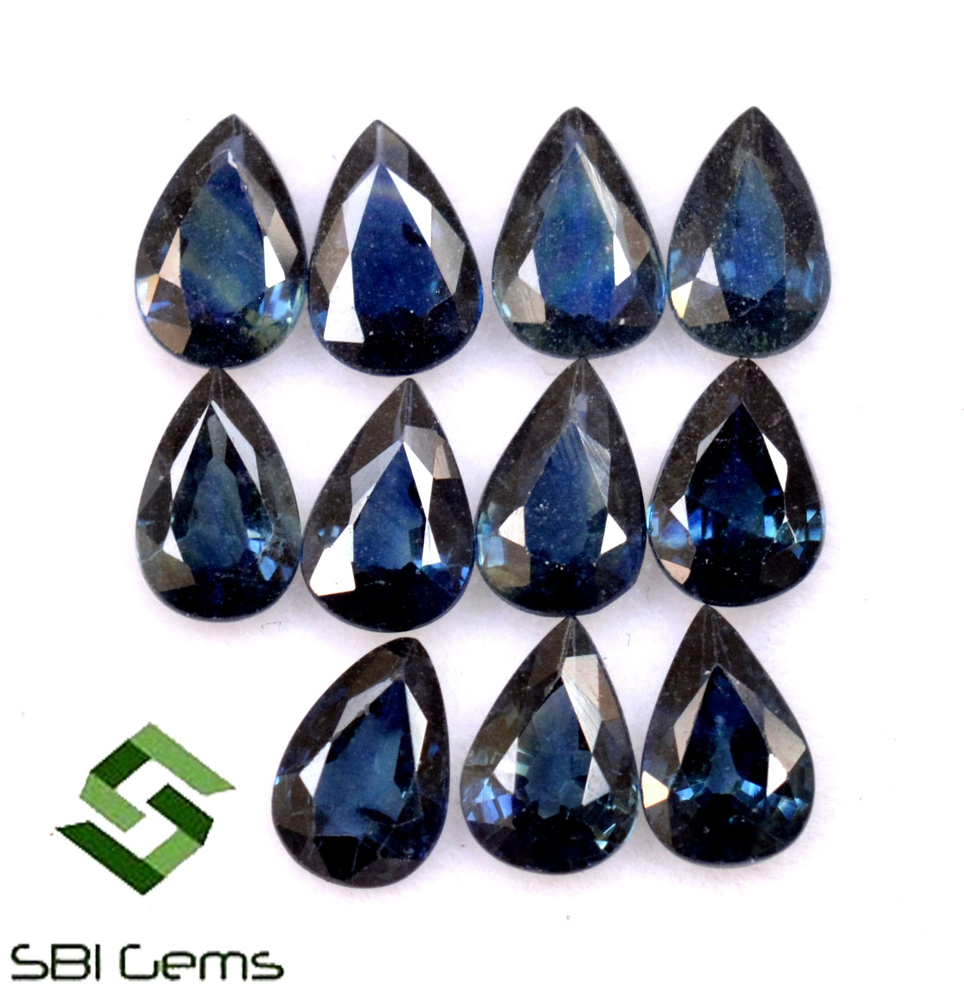 6x4 Mm Natural Blue Sapphire Pear Cut Lot: 11 Piece Calibrated Loose ...