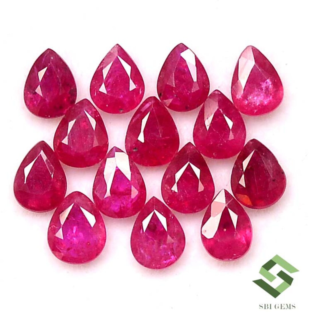 5x4 Mm, 6x4 Mm Natural Ruby Pear Cut Lot 10 Pcs Calibrated Faceted ...