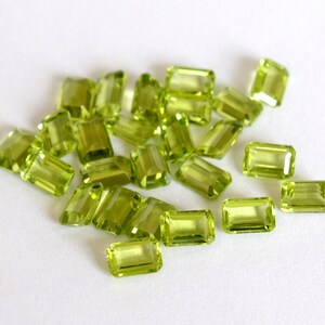 6x4 Mm Natural Peridot Octagon Cut Lot Parrot Color Loose Gemstones - Etsy