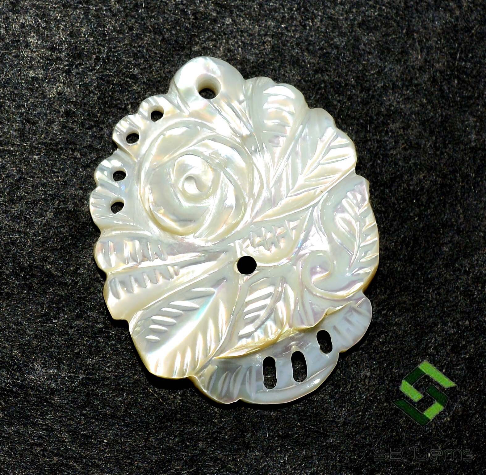 26x21 Mm Natural Mother Of Pearl Fancy Shape Hand Made Carving Etsy