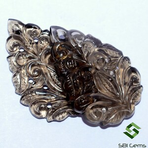 Natural Smoky Quartz Handmade Carving Pair 32x21 Mm 35.99 Cts Leaf ...