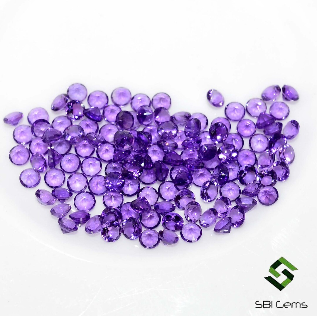 2.50 Mm Natural Amethyst Round Cut Lot 60 Pcs Faceted Calibrated Loose ...