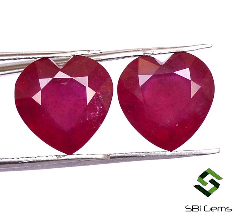 11x11 Mm Natural Ruby Heart Shape Cut 3 Quality Pair | Etsy