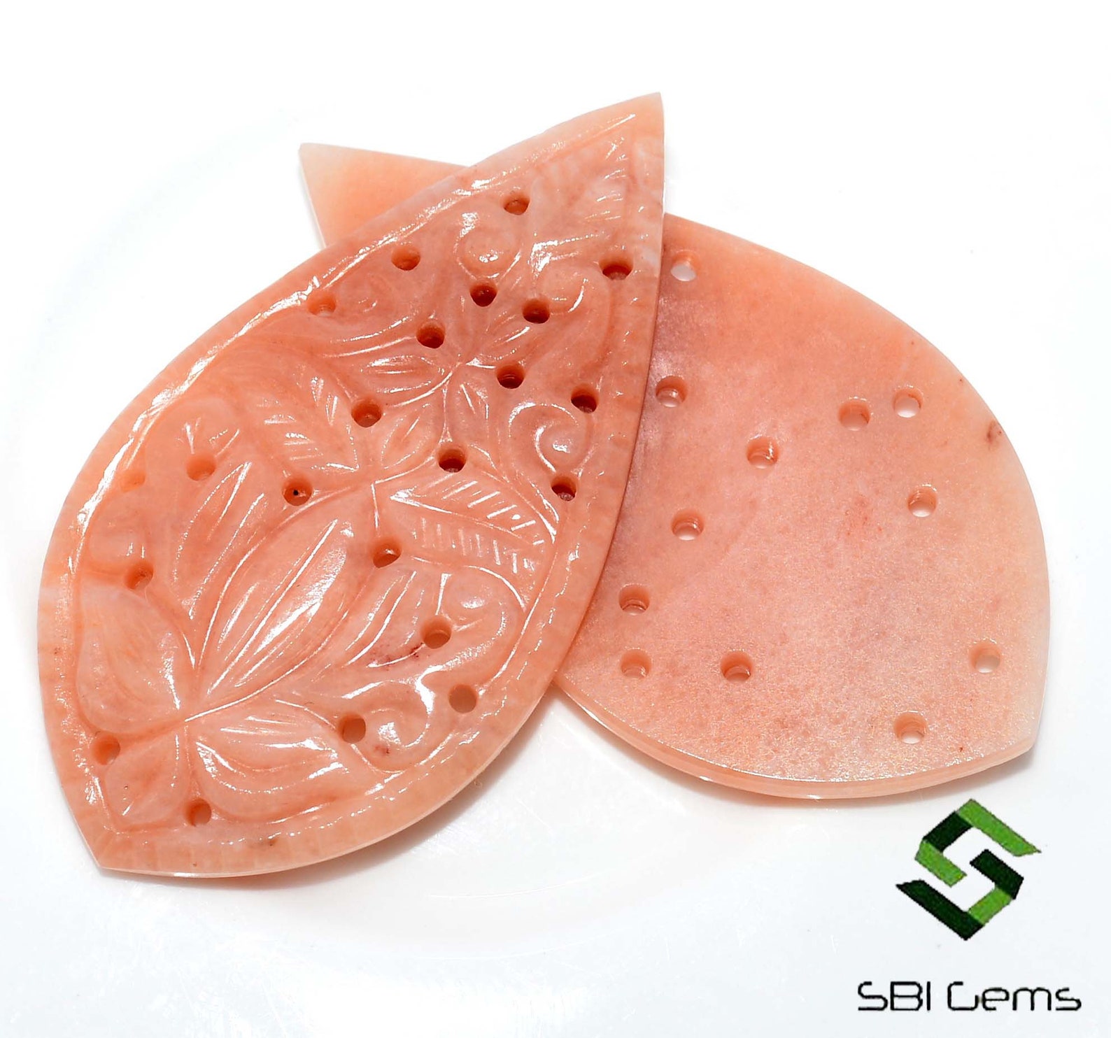 Natural Jade Peach Colour Pair 4 Typs Hand Made Carving Loose | Etsy