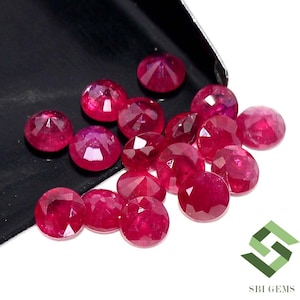 4 Mm, 5 Mm Natural Ruby Round Cut Lot 05 Pieces 2 Quality Mozambique ...
