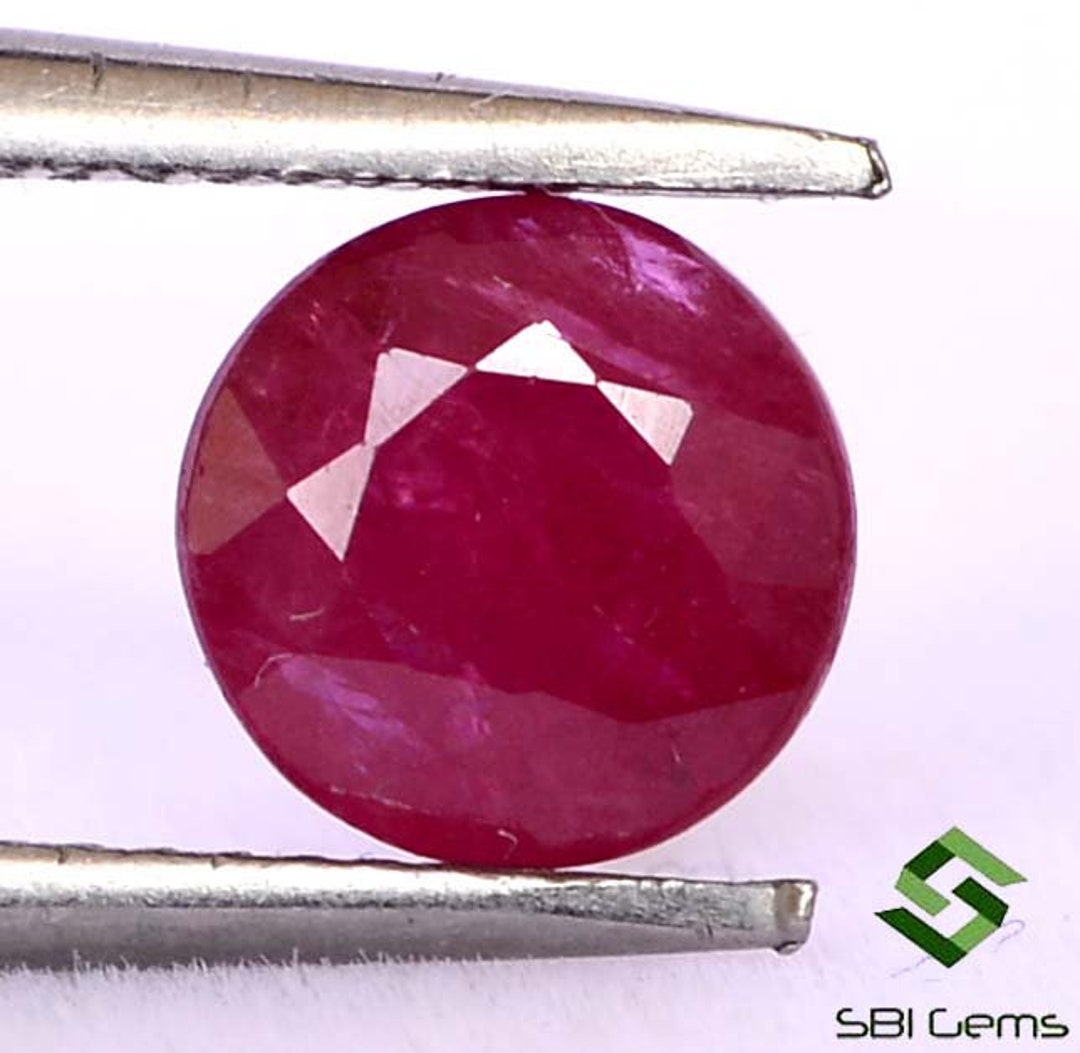 6 Mm Certified Natural Ruby Round Cut 1.01 Cts Faceted Deep Red Shade ...