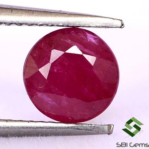 6 Mm Certified Natural Ruby Round Cut 1.01 Cts Faceted Deep Red Shade ...