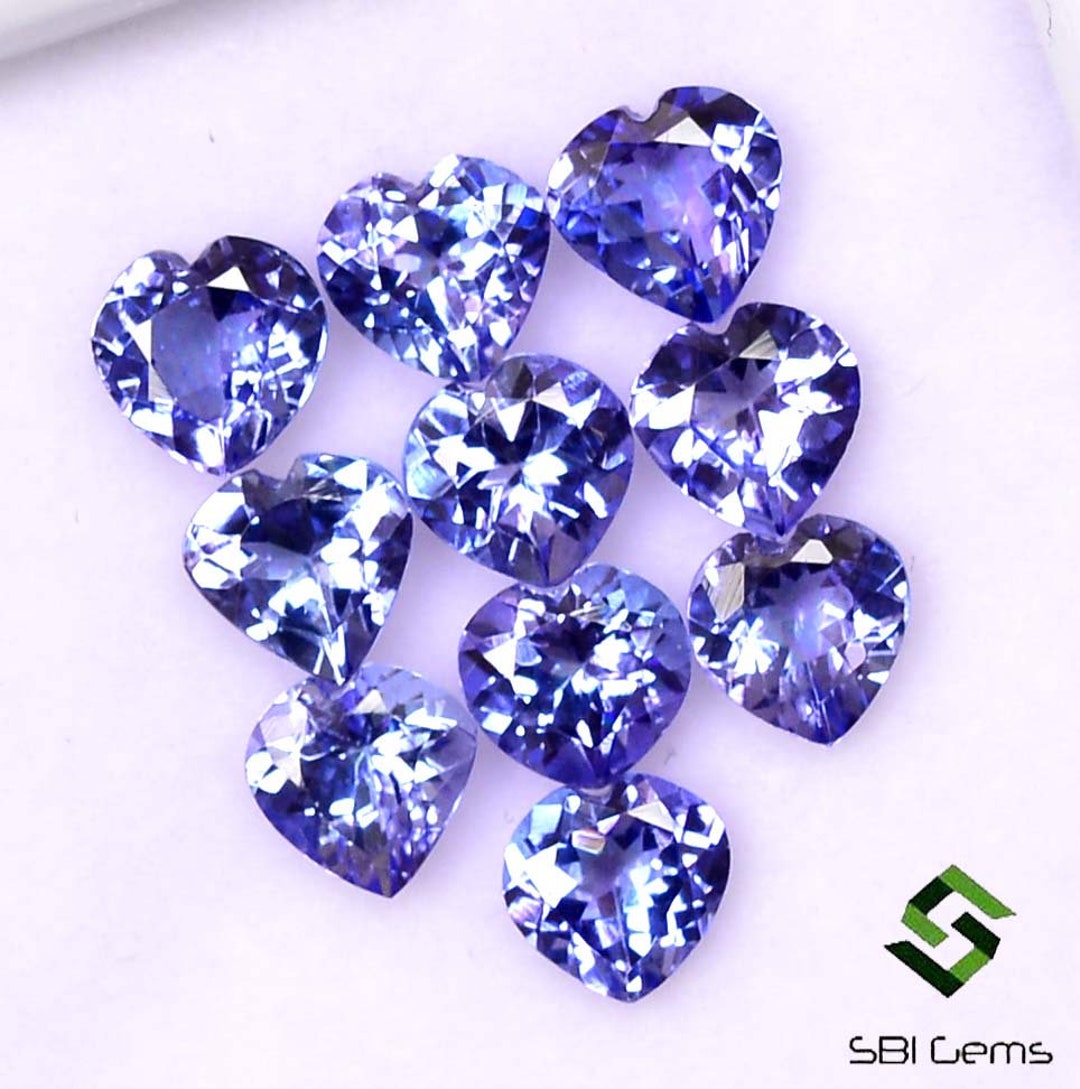 5x5 Mm Natural Tanzanite Heart Shape Cut Lot 10 Pcs 4.34 CTS Calibrated ...