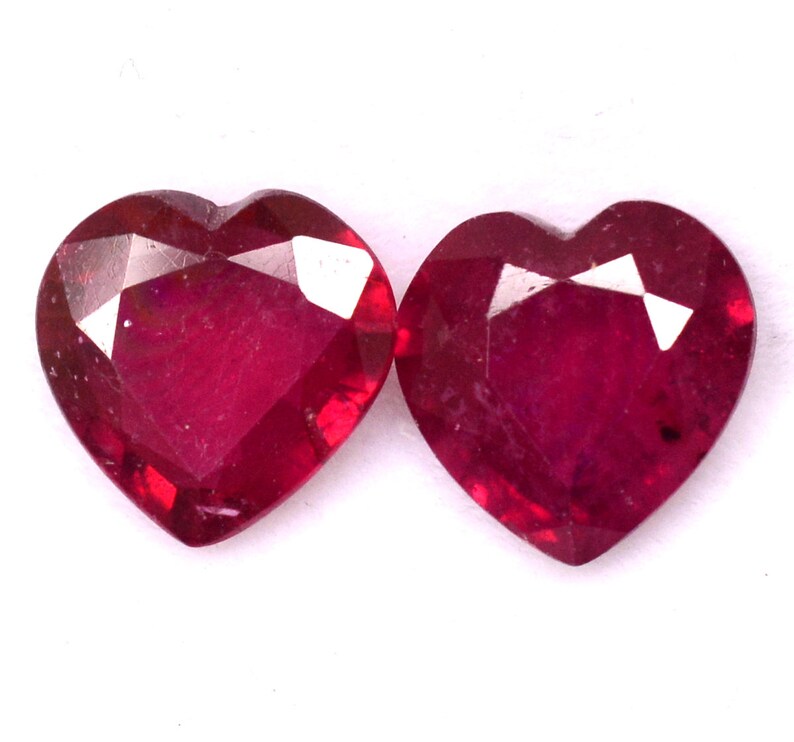 8x8 Mm Natural Ruby Heart Shape Cut Pair 4.08 Cts Faceted Red - Etsy