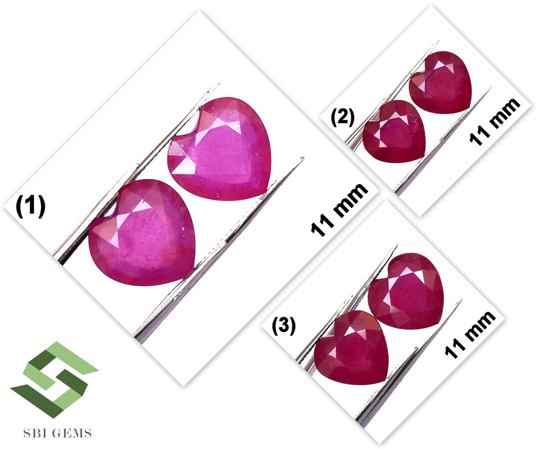 11x11 Mm Natural Ruby Heart Shape Cut 3 Quality Pair - Etsy