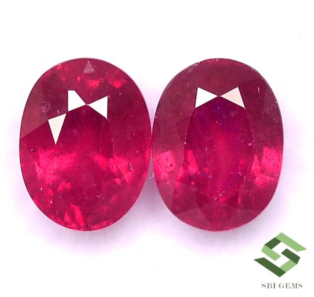 8x6 Mm Natural Ruby Oval Cut 4 Quality Pairs Calibrated Faceted Loose ...
