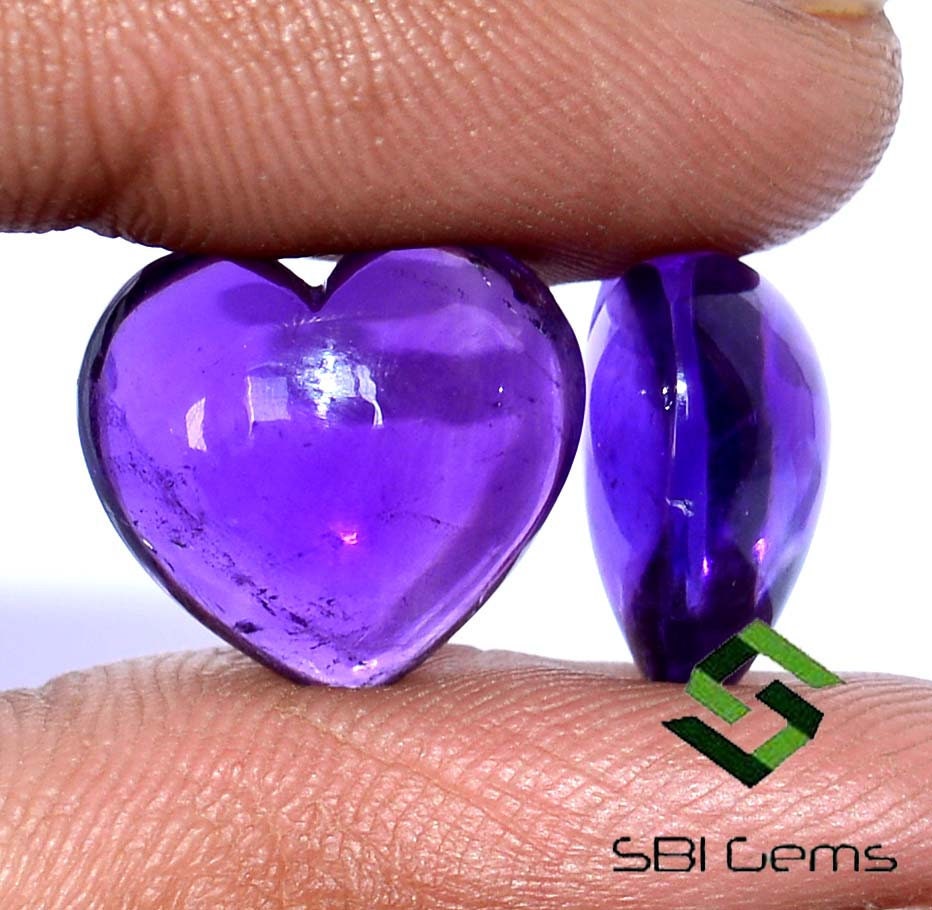 15x15 mm Natural Amethyst Heart Shape Cabochon 2 Quality Pairs | Etsy
