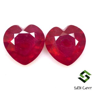 11x11 Mm Natural Ruby Heart Shape Cut Pair 12.73 Cts Calibrated Faceted ...