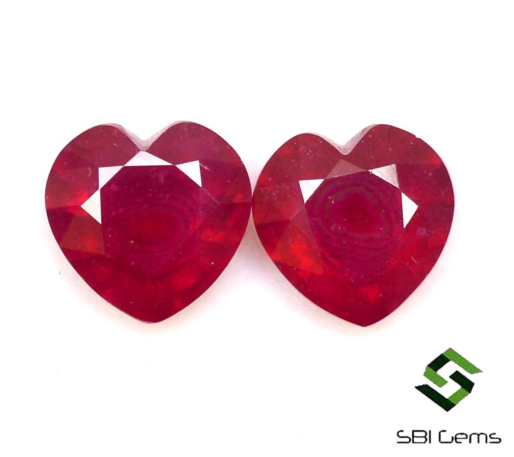 11x11 Mm Natural Ruby Heart Shape Cut Pair 12.73 Cts - Etsy
