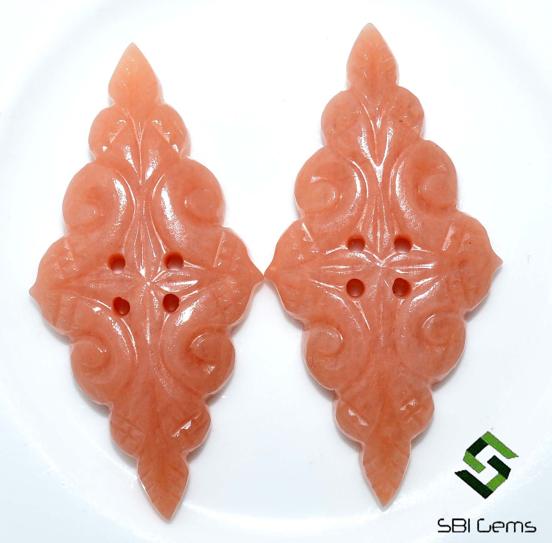 Natural Jade Peach Colour Pair 4 Typs Hand Made Carving Loose | Etsy