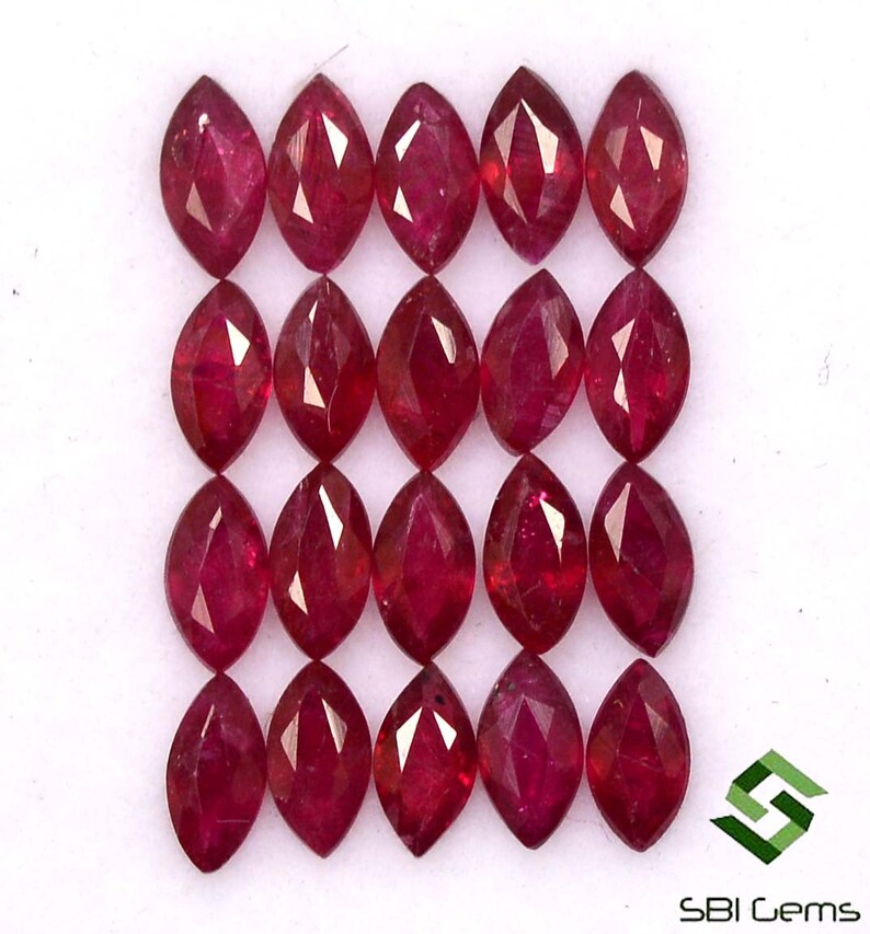 4x2 Mm Natural Ruby Marquise Cut Lot: 20 Piece Faceted Loose Gemstones ...