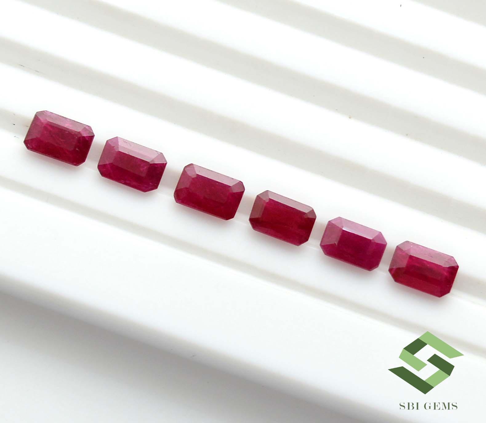 6x4 Mm Natural Ruby Octagon Cut 3 Quality Lot Calibrated Loose ...