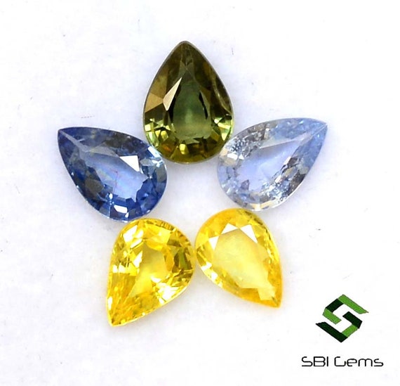 5.50x4 Mm Natural Multi Sapphire Pear Cut Lot 05 Pcs 1.80 CTS - Etsy