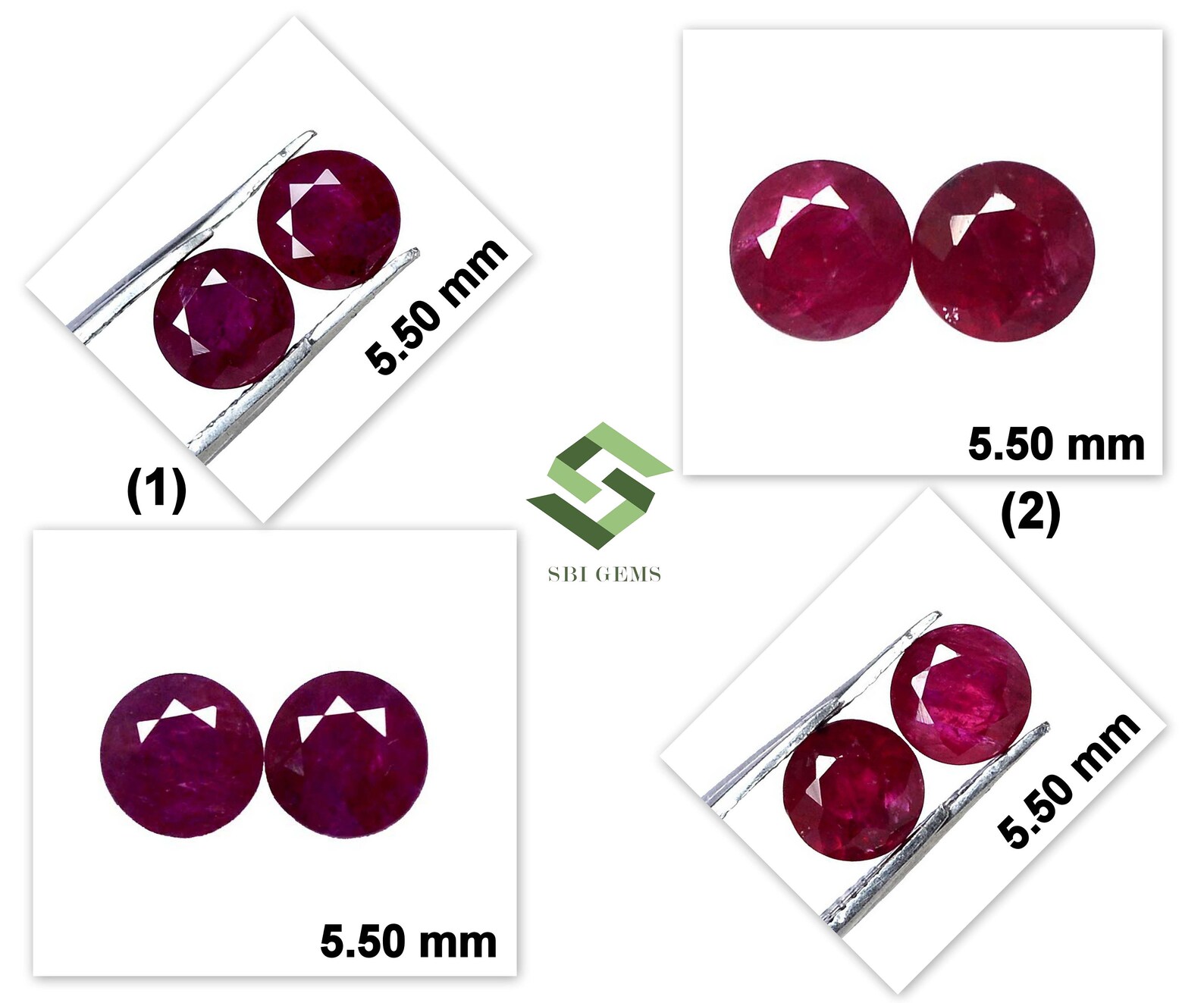 5.50 Mm Certified Natural Ruby Round Cut Pair 2 Quality Mozambique ...