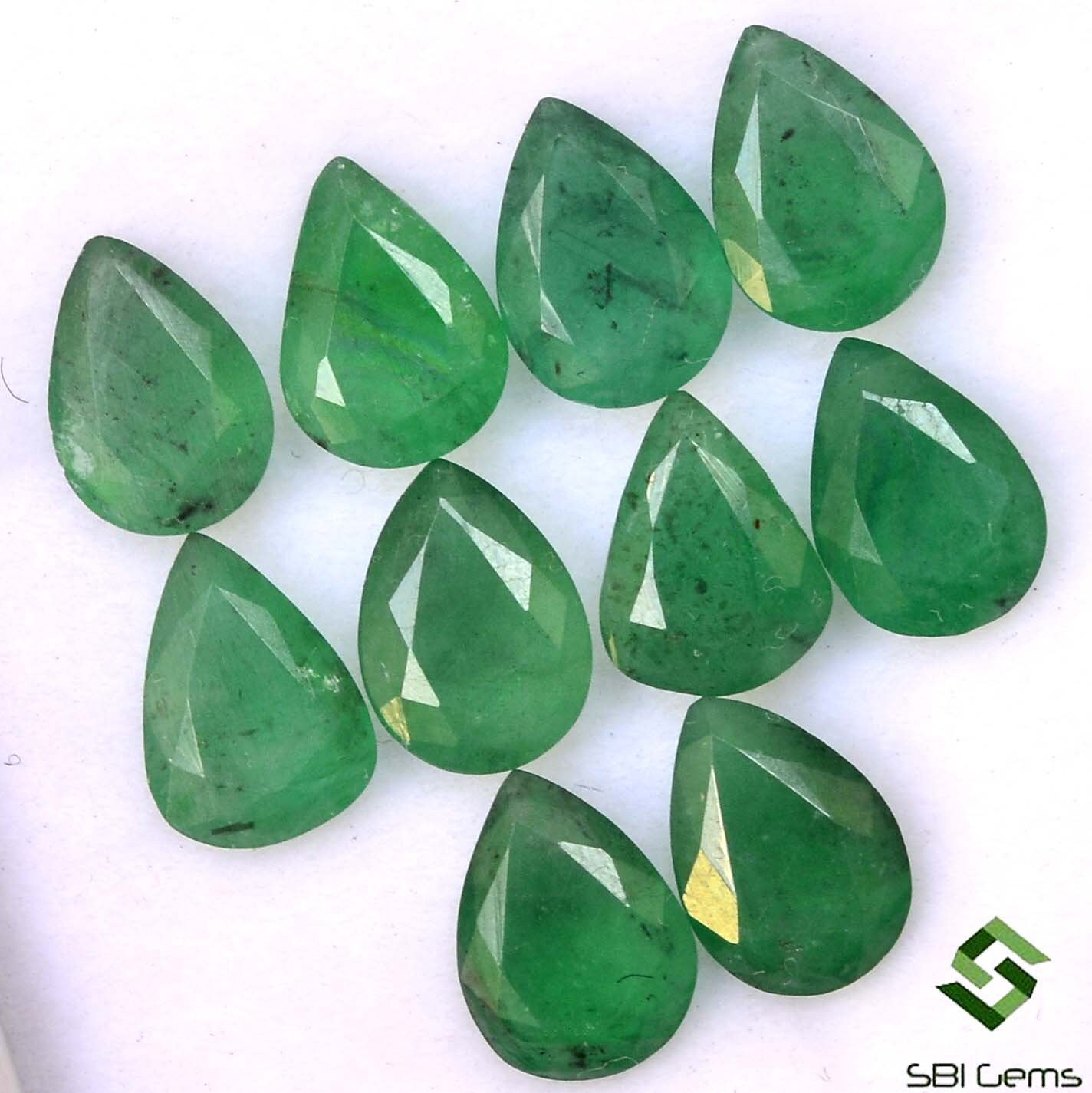 7x5 mm Certified Natural Emerald Pear Cut Lot 10 Pcs Untreated | Etsy