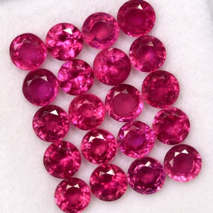 4 Mm Natural Ruby Round Cut Lot 20 Pcs 7.36 Cts Calibrated Faceted Red ...
