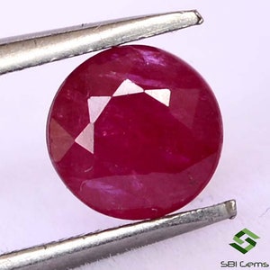 6 Mm Certified Natural Ruby Round Cut 1.01 Cts Faceted Deep Red Shade ...