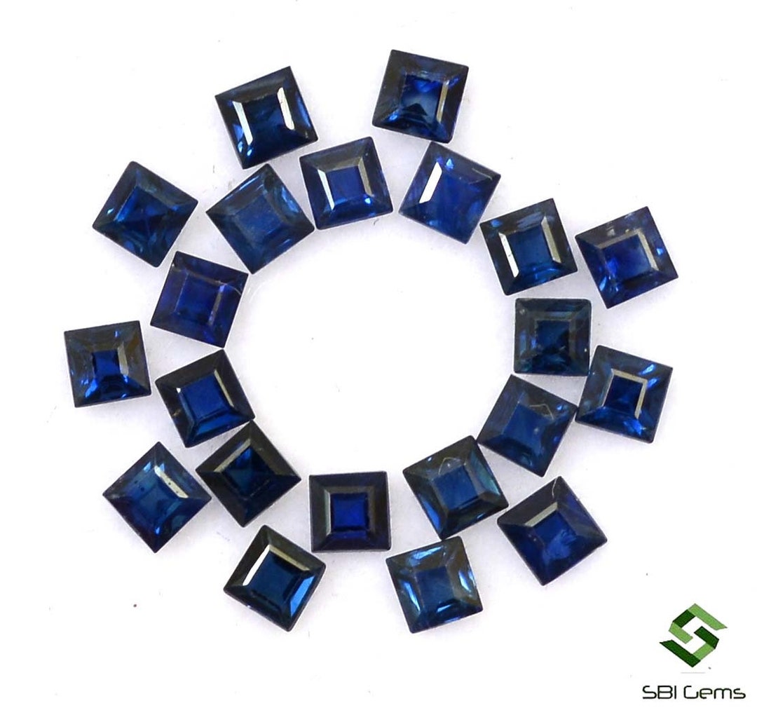 2-2.75 Mm Natural Blue Sapphire Square Cut Loose Gemstones, 10 Pcs Lot ...