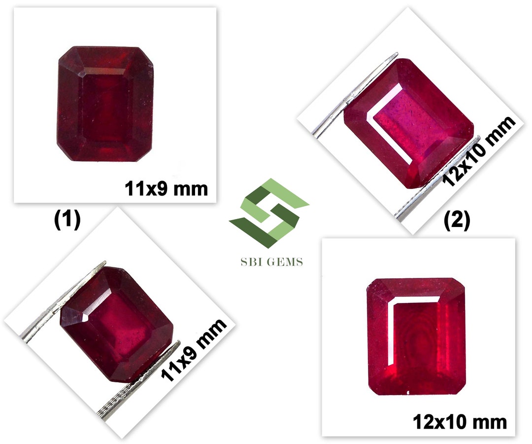11x9 Mm, 12x10 Mm Natural Ruby Octagon Cut 2 Quality Pairs Faceted ...