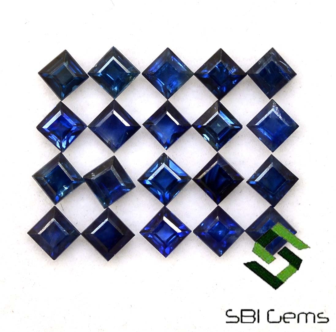 3 mm Natural Blue Sapphire Square Cut Lot 10 Pcs 2.17 CTS | Etsy