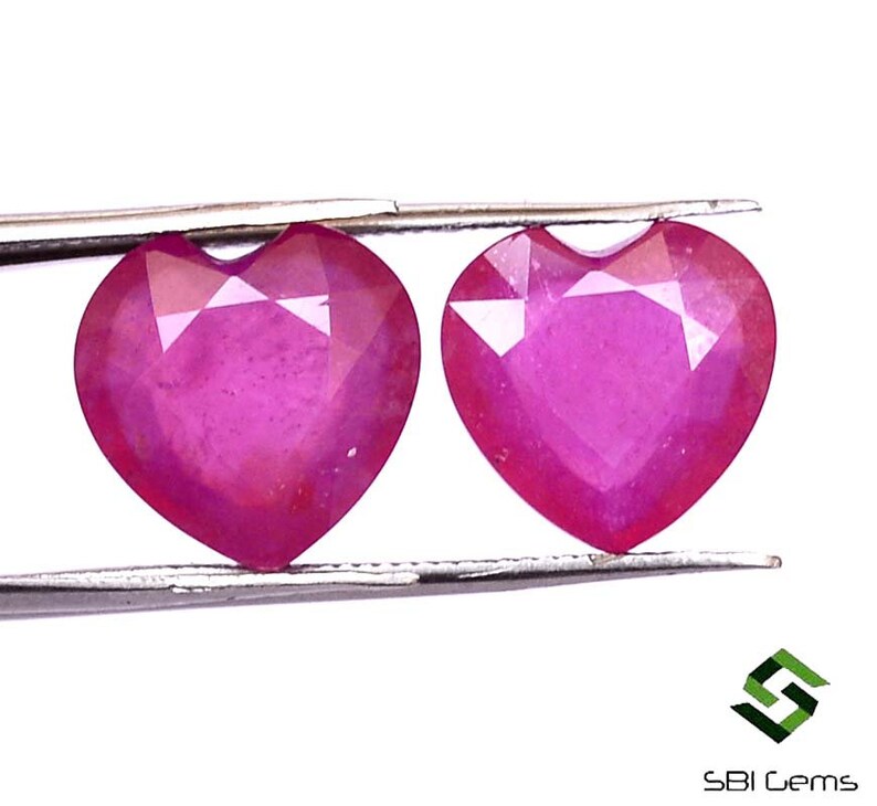 11x11 Mm Natural Ruby Heart Shape Cut 3 Quality Pair | Etsy