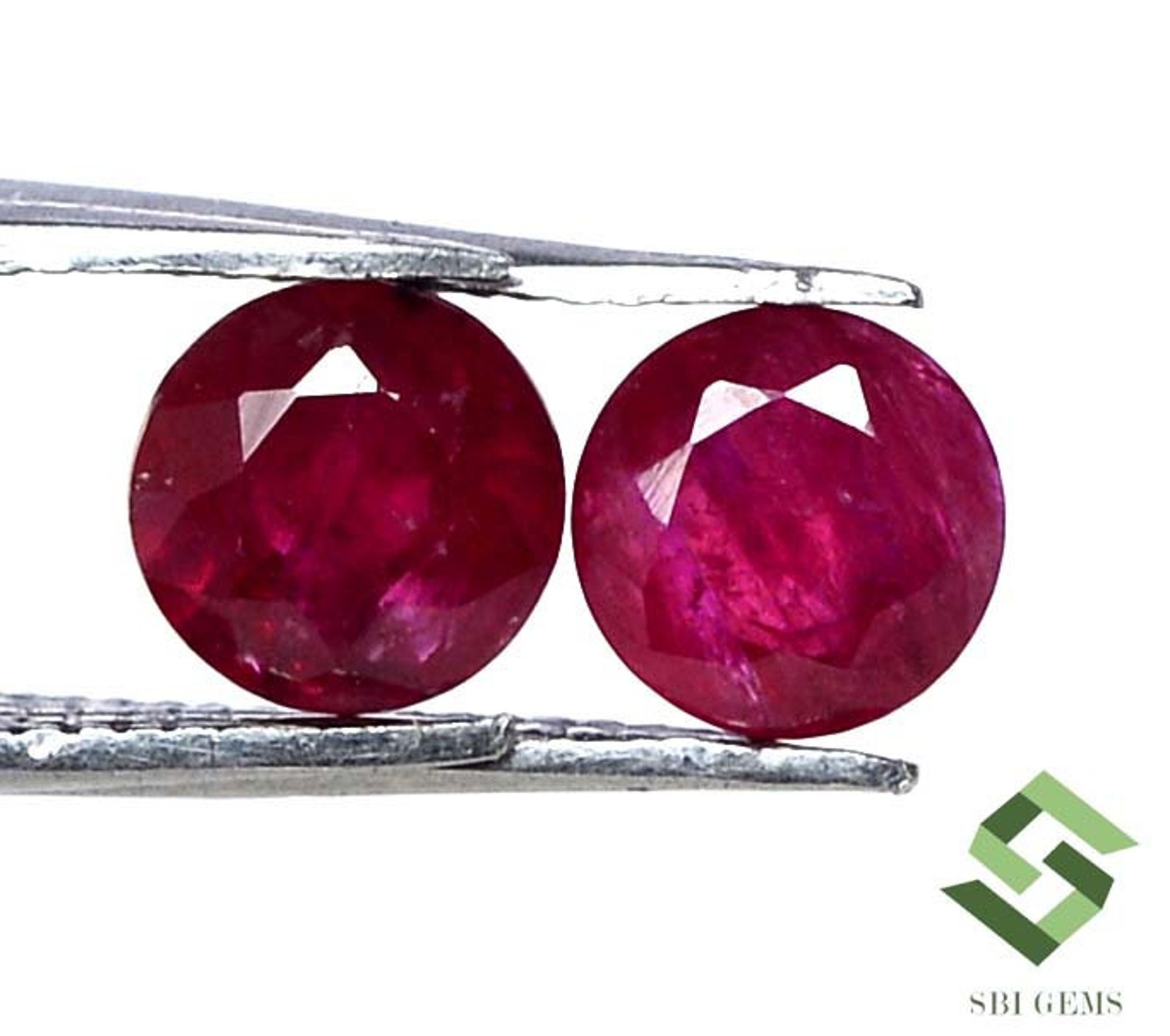 5.50 Mm Certified Natural Ruby Round Cut Pair 2 Quality Mozambique ...