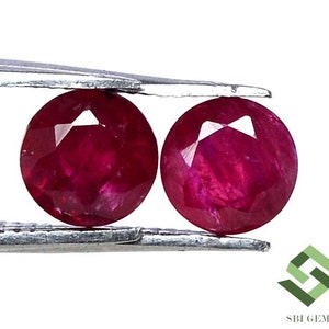 5.50 Mm Certified Natural Ruby Round Cut Pair 2 Quality Mozambique ...
