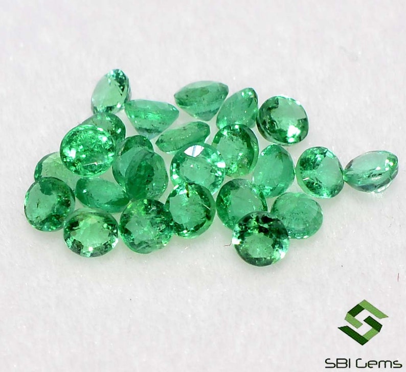 2 Mm Natural Emerald Round Cut Lot 24 Pcs 0.76 Cts Calibrated - Etsy