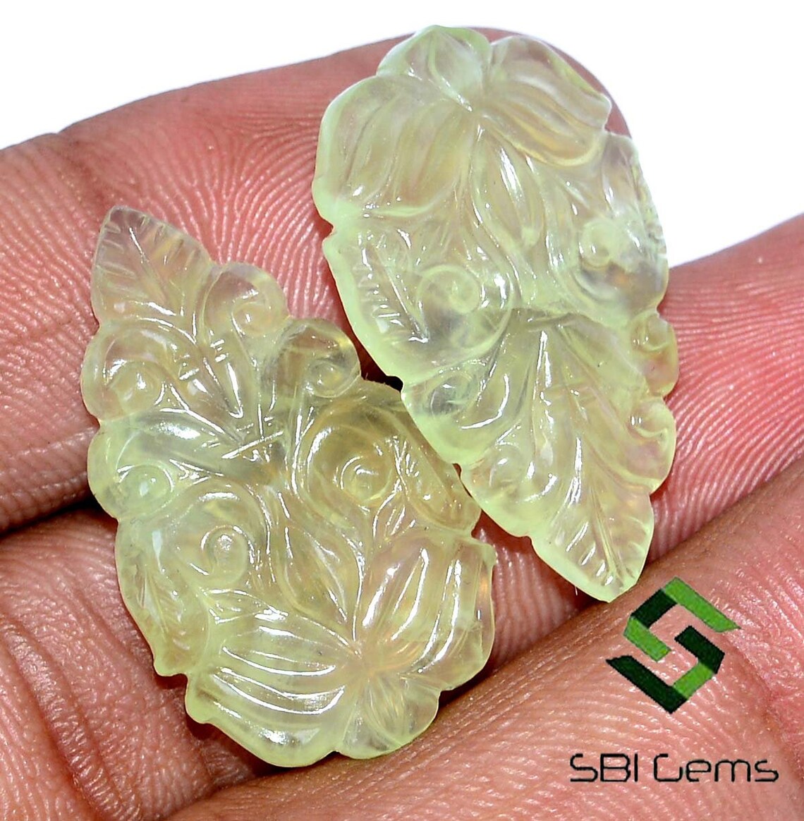 Natural Prehnite Hand Made Carving Pair 28x17 mm 36.06 CTS | Etsy
