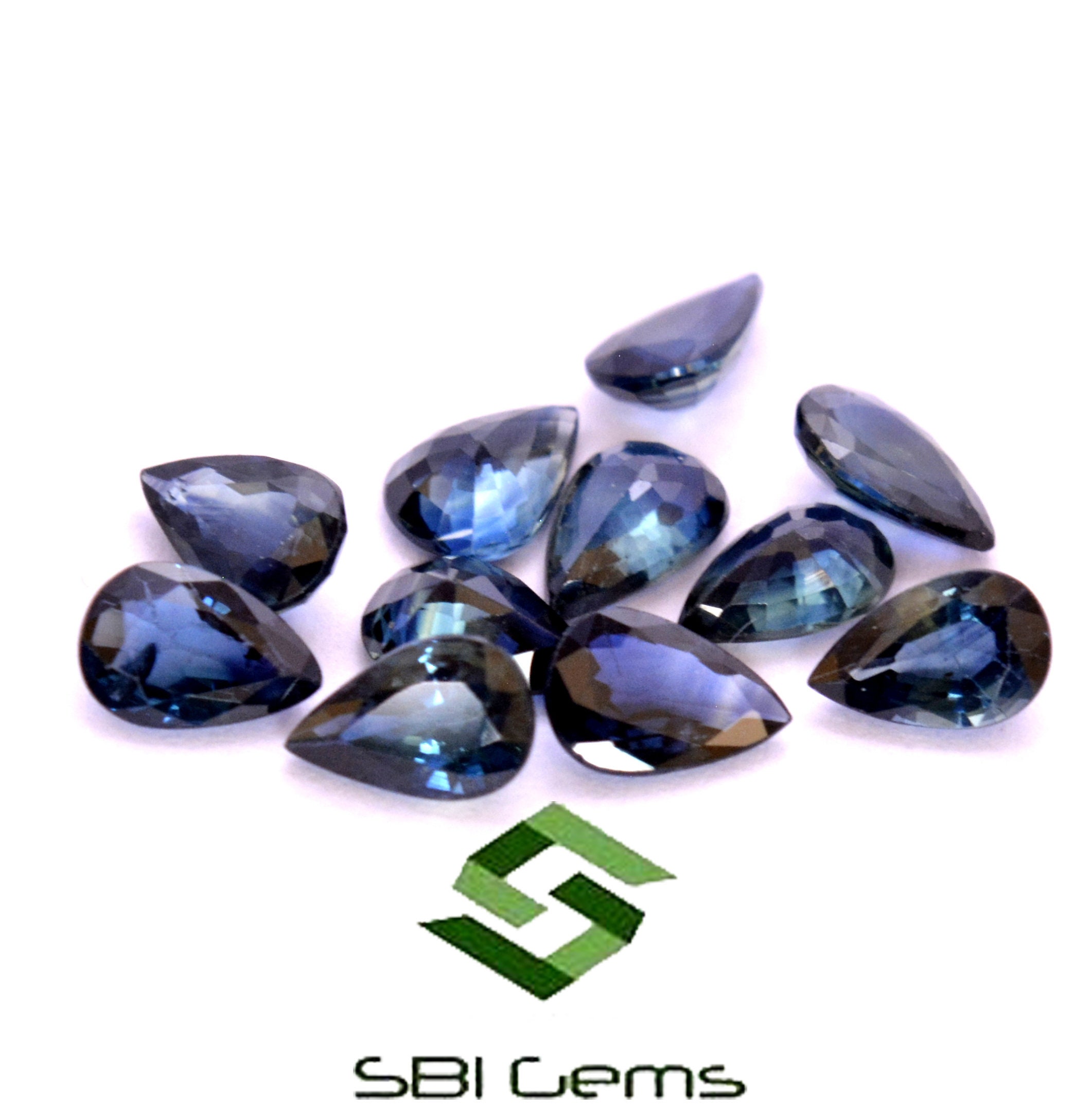 6x4 Mm Natural Blue Sapphire Pear Cut Lot: 11 Piece Calibrated Loose ...