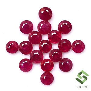 4 Mm, 5 Mm Natural Ruby Round Cut Lot 05 Pieces 2 Quality Mozambique ...