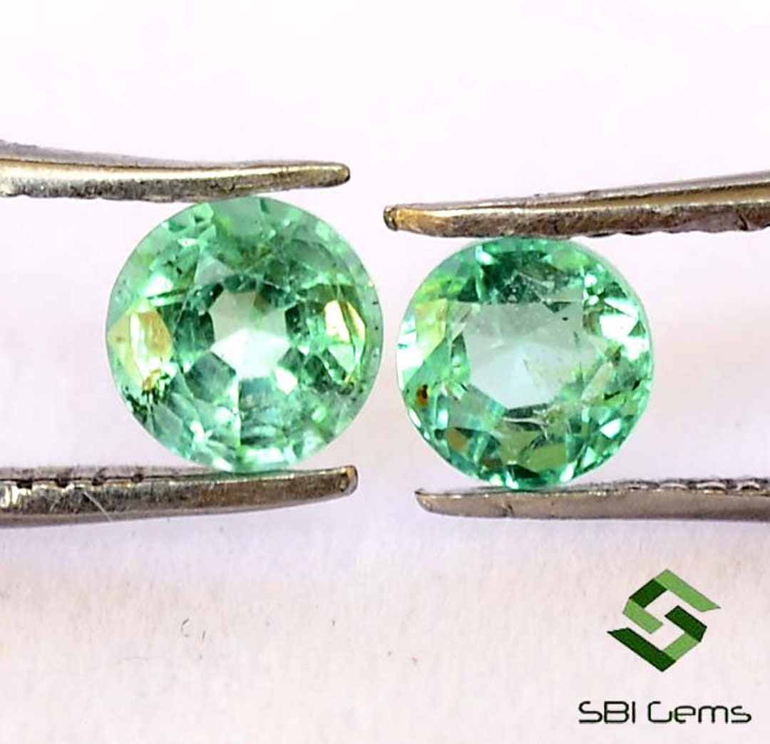 4.50 Mm Certified Natural Emerald Round Cut 5 Quality Pairs Untreated ...