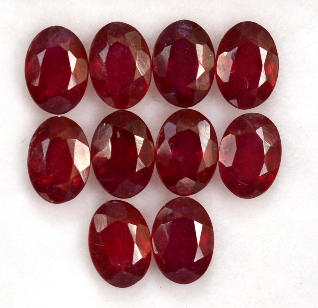 7x5 Mm Natural Ruby Oval Cut Lot 10 Pieces Calibrated Loose Gemstones ...