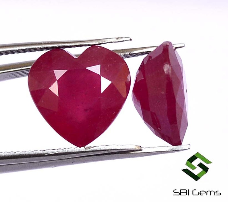 11x11 Mm Natural Ruby Heart Shape Cut 3 Quality Pair | Etsy