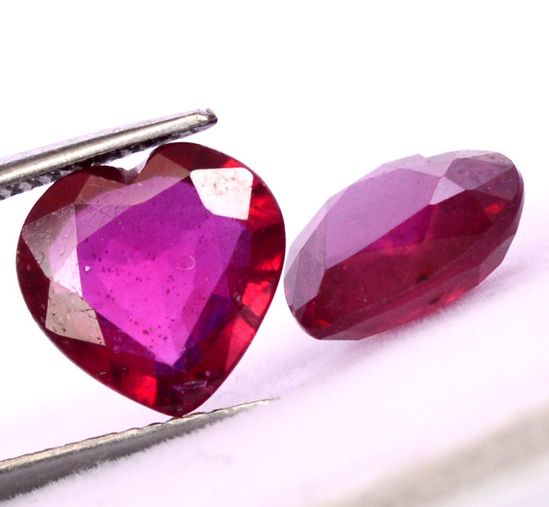 8x8 Mm Natural Ruby Heart Shape Cut Pair 4.08 Cts Faceted Red - Etsy