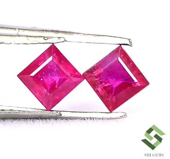 3.50x3.50 Mm Natural Ruby Square Cut Pair 2 Quality Calibrated - Etsy